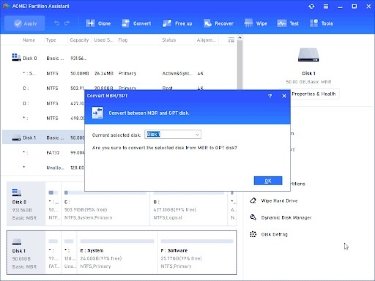 Convert MBR to GPT in Windows 10 with AOMEI Partition Assistant